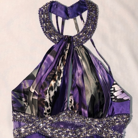 Dresses | Purple Jeweled Halter Neck Grown | Poshmark